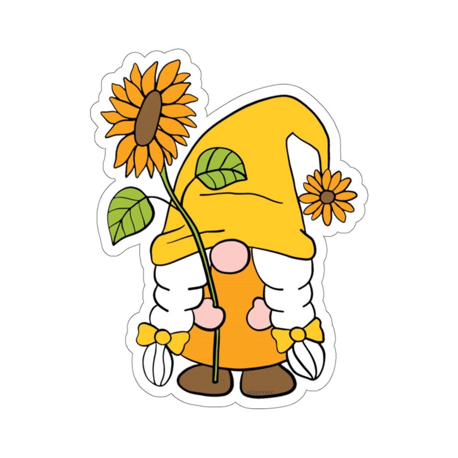 Yellow Gnome Sunflower Sticker Dwarf Laptop Decal Vinyl Cute - Etsy