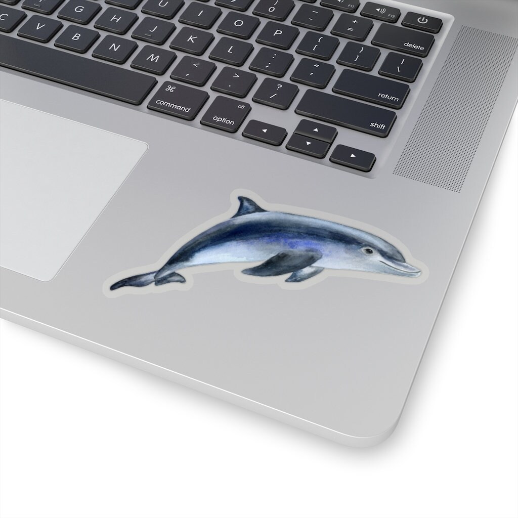 Watercolor Dolphin Sticker, Marine Ocean Animals Clear Kiss Cut Laptop ...
