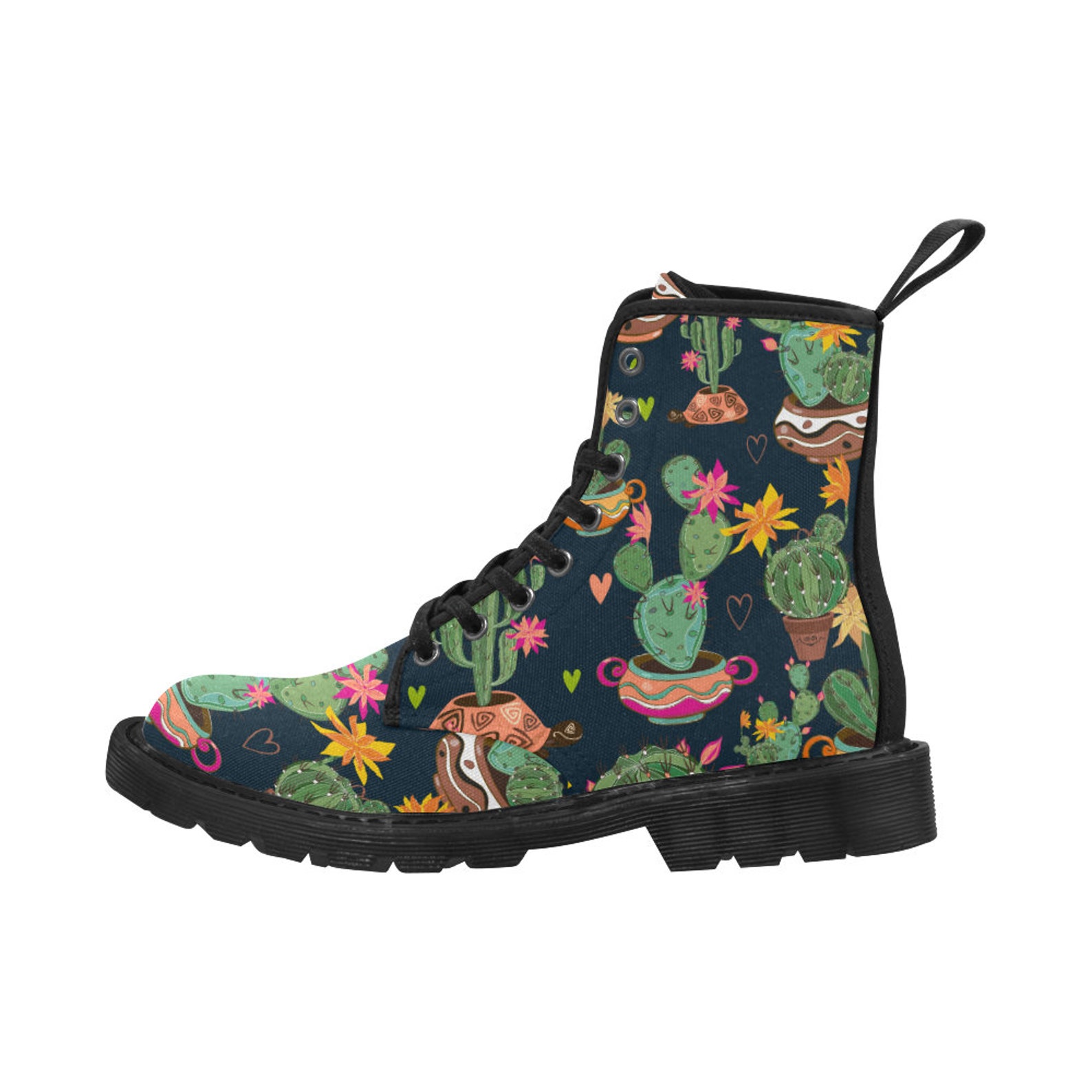 Cactus Women's Boots Succulent Vegan Canvas Lace up - Etsy