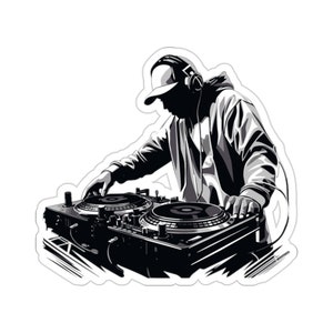 DJ Mixing Sticker Decal, Turntables EDM Music Art Vinyl Laptop Cute ...
