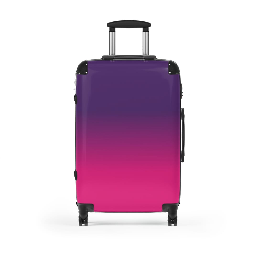 Purple Pink Suitcase Luggage, Ombre Tie Dye Carry on 4 Wheels Cabin ...