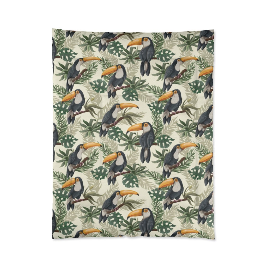 Toucan Bed Comforter Tropical Green Pattern King Queen Twin | Etsy