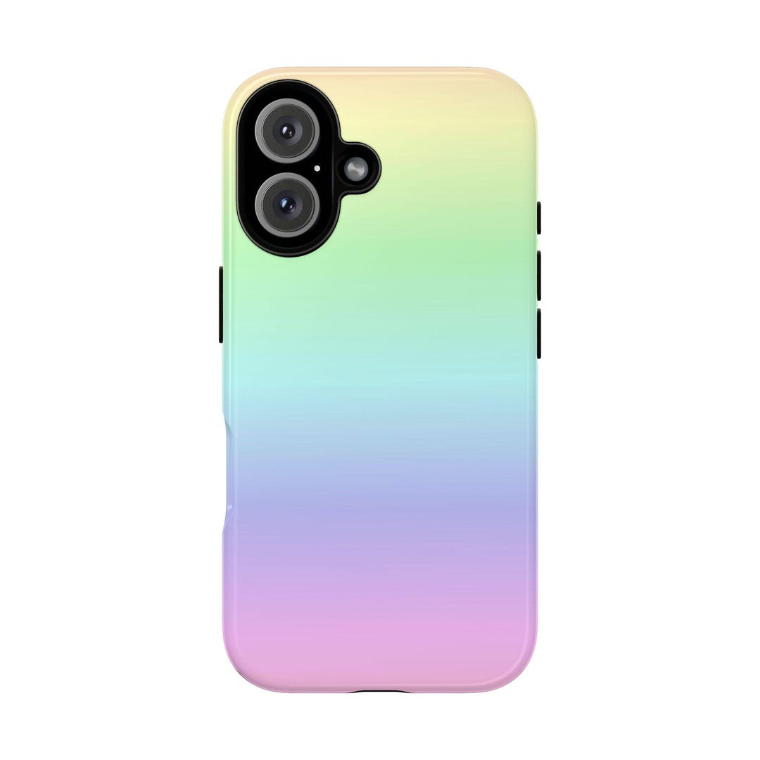 Pastel Rainbow iPhone 16 15 14 13 12 Pro Case, Pink Aesthetic Tough ...