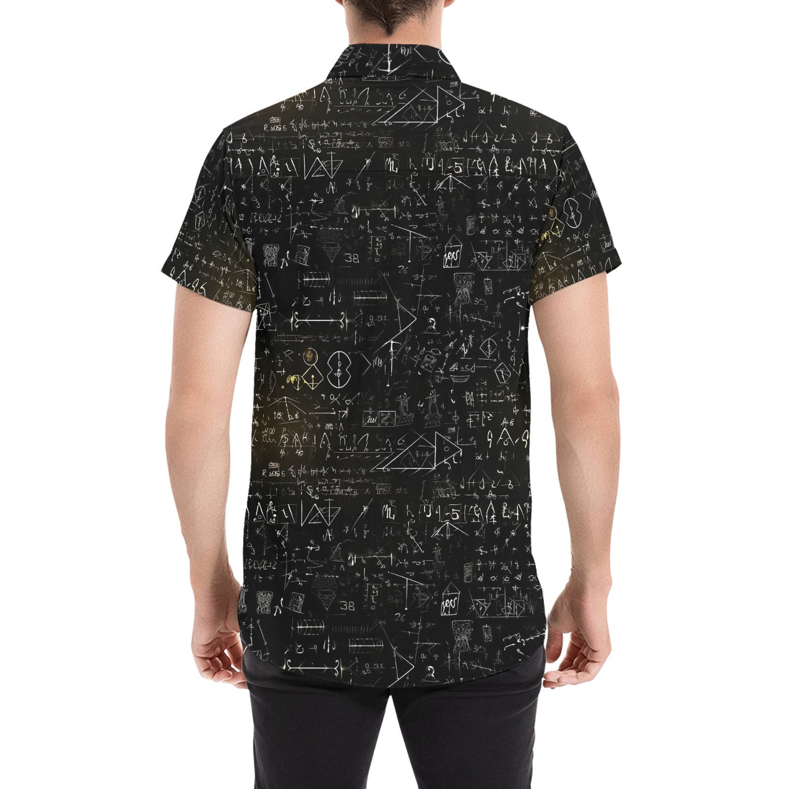 Math Science Short Sleeve Men Button Down Shirt, Geek Geometry ...
