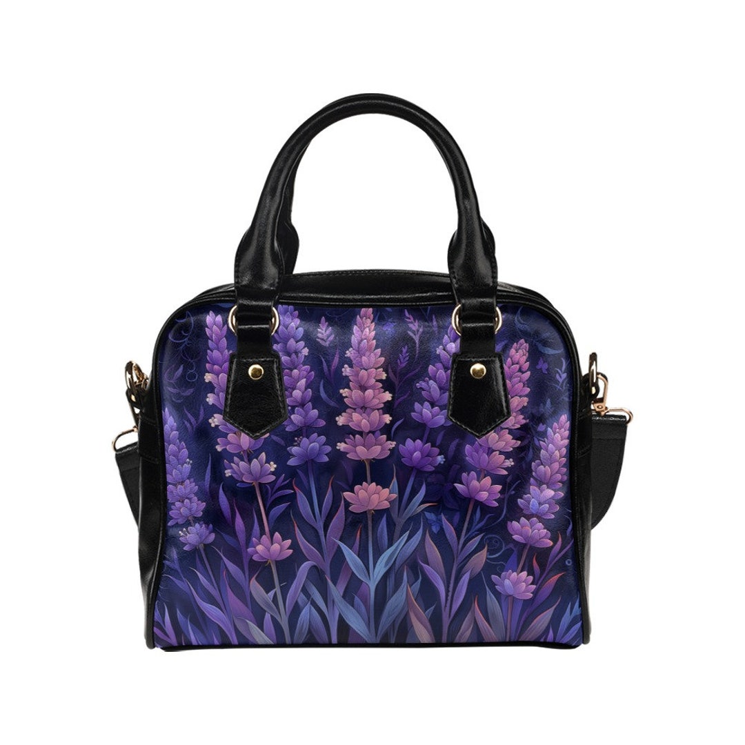 Lavender Floral Purse, Boho Flowers Purple Pattern Cute Small Shoulder ...