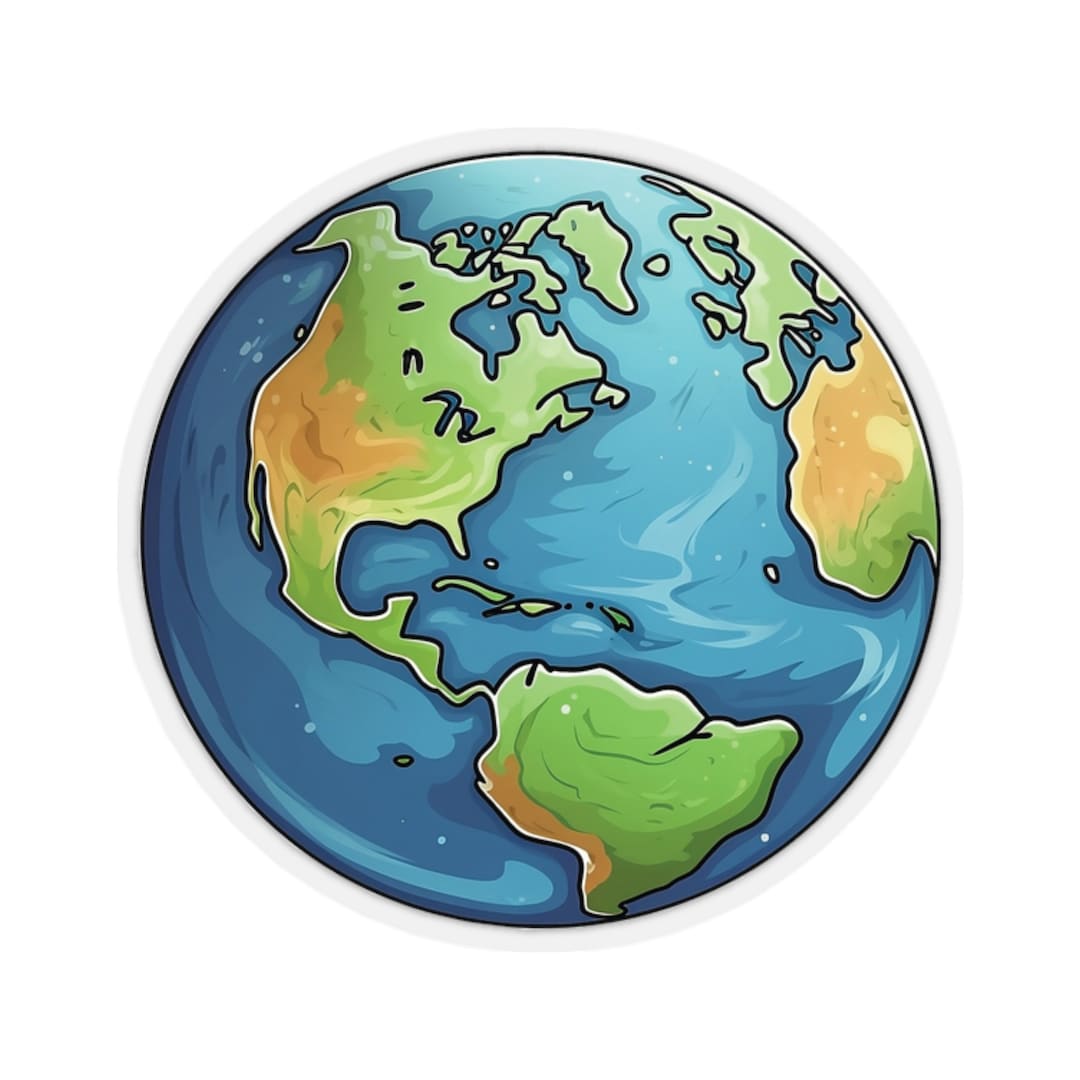 Planet Earth Sticker Decal, Blue Art Vinyl Laptop Cute Waterbottle ...