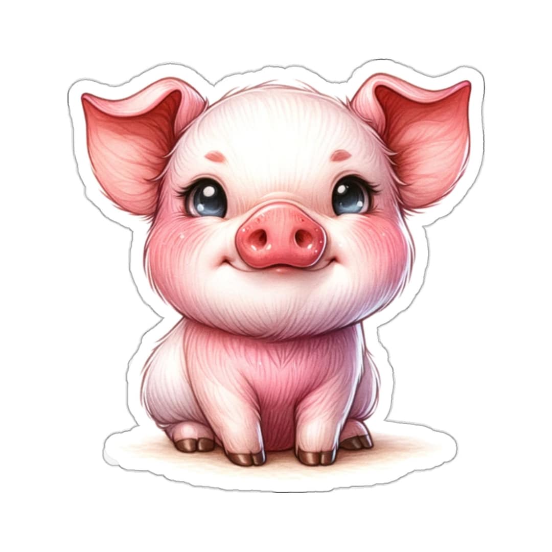 Piglet Sticker Decal, Cute Baby Pig Animal Art Vinyl Laptop Waterbottle ...