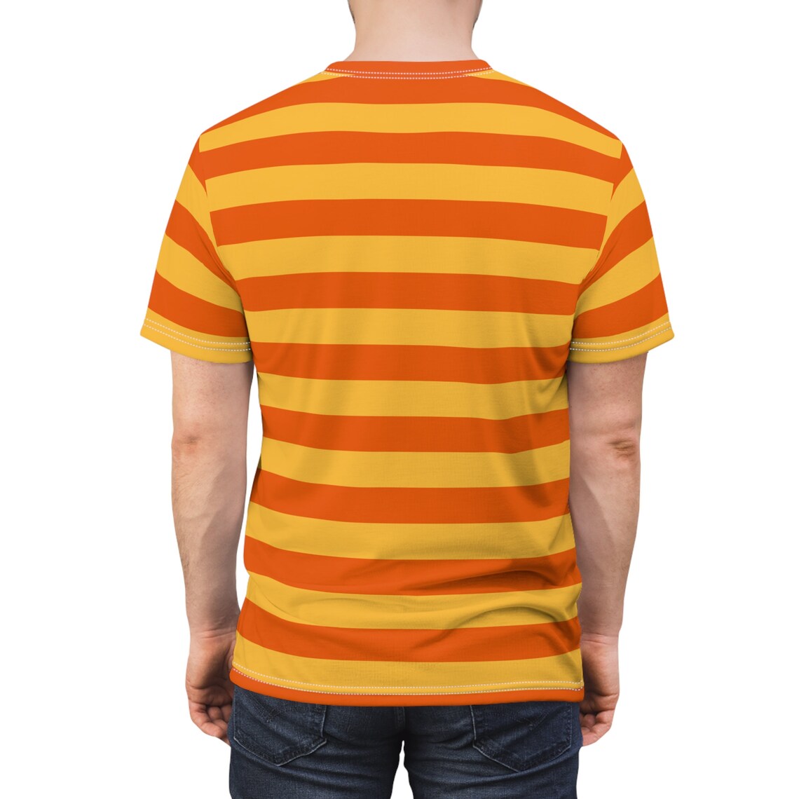 Orange and Yellow Striped Tshirt, Horizontal Bold Stripes Designer ...