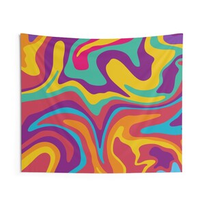 Trippy Tapestry, Psychedelic Groovy Hippie Landscape Indoor Wall ...