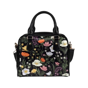 Floral Purse, Wild Flowers Botanical Retro Pattern Cute Small Shoulder ...