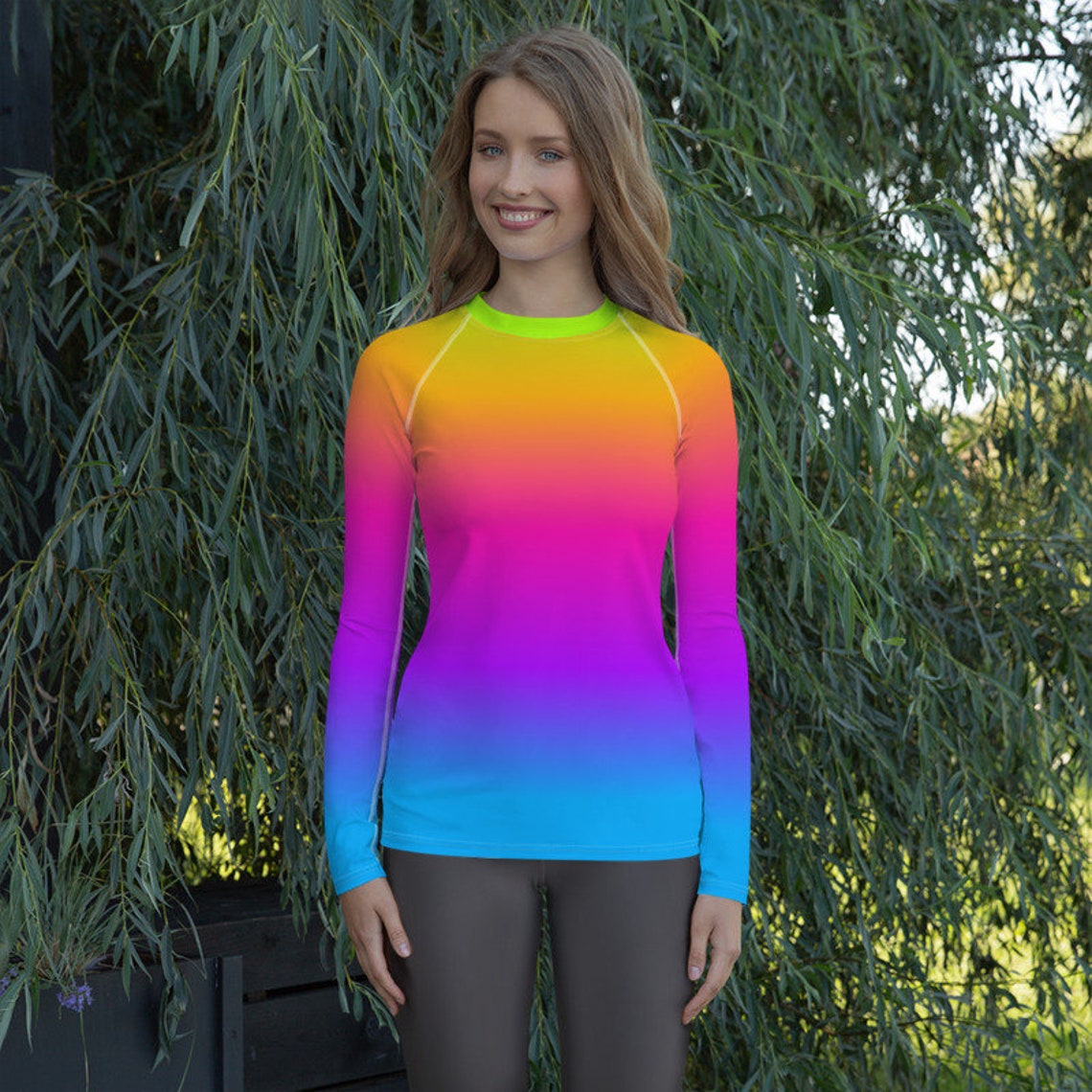Women's Rash Guard Pop Rainbow Colors Neon Tie Dye Surf - Etsy