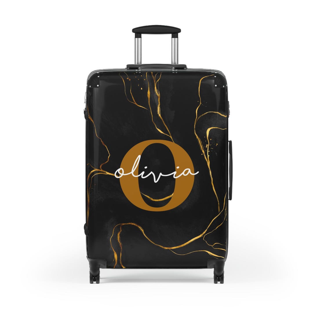 Personalized Suitcase With Wheels, Custom Name Monogram Marble Cabin ...