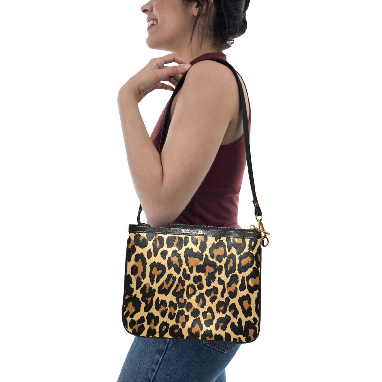 Leopard Print Small Shoulder Bag Animal Cheetah Women Leather - Etsy