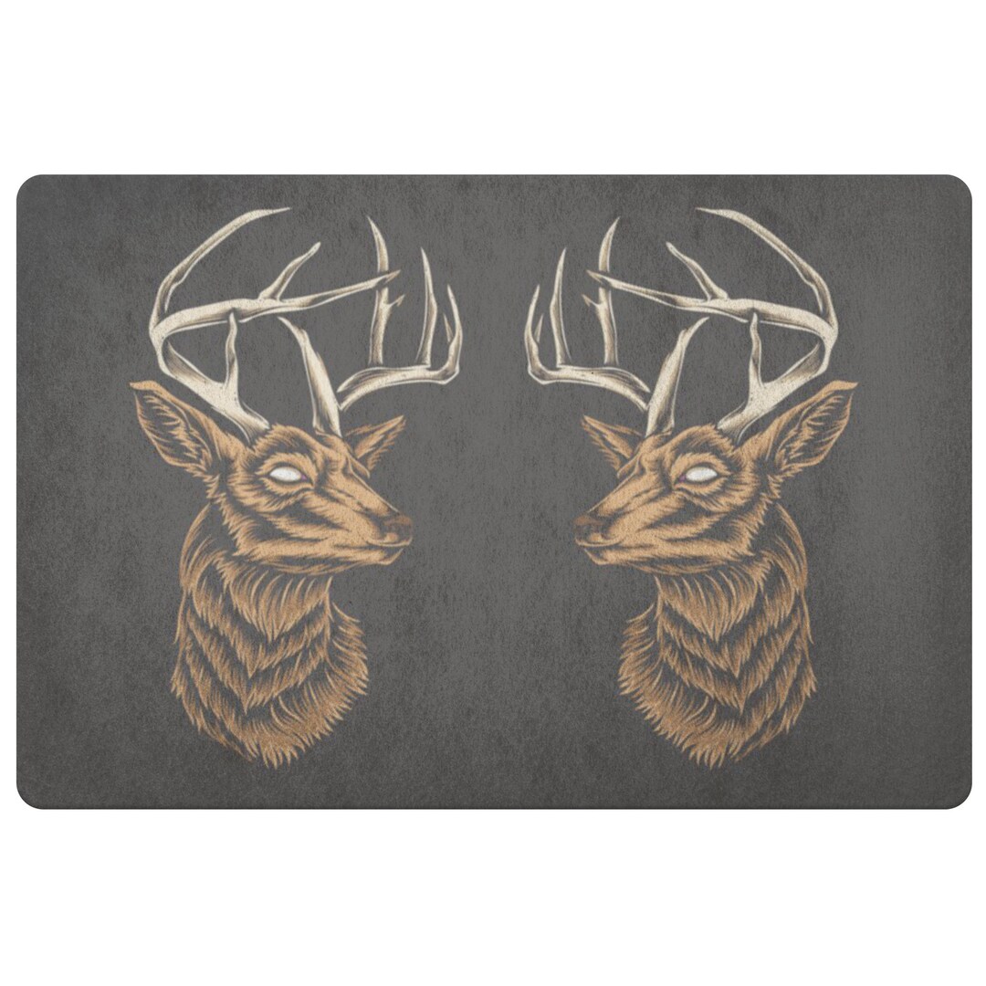 Deer Head Doormat, Animal Antlers Cabin Buck Floor Rug Front Door House ...