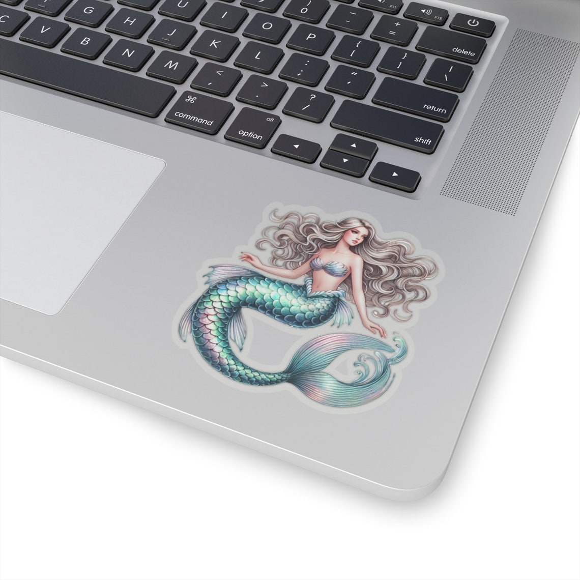 Mermaid Sticker, Scales Fish Tail Green Watercolor Decal Art Vinyl ...