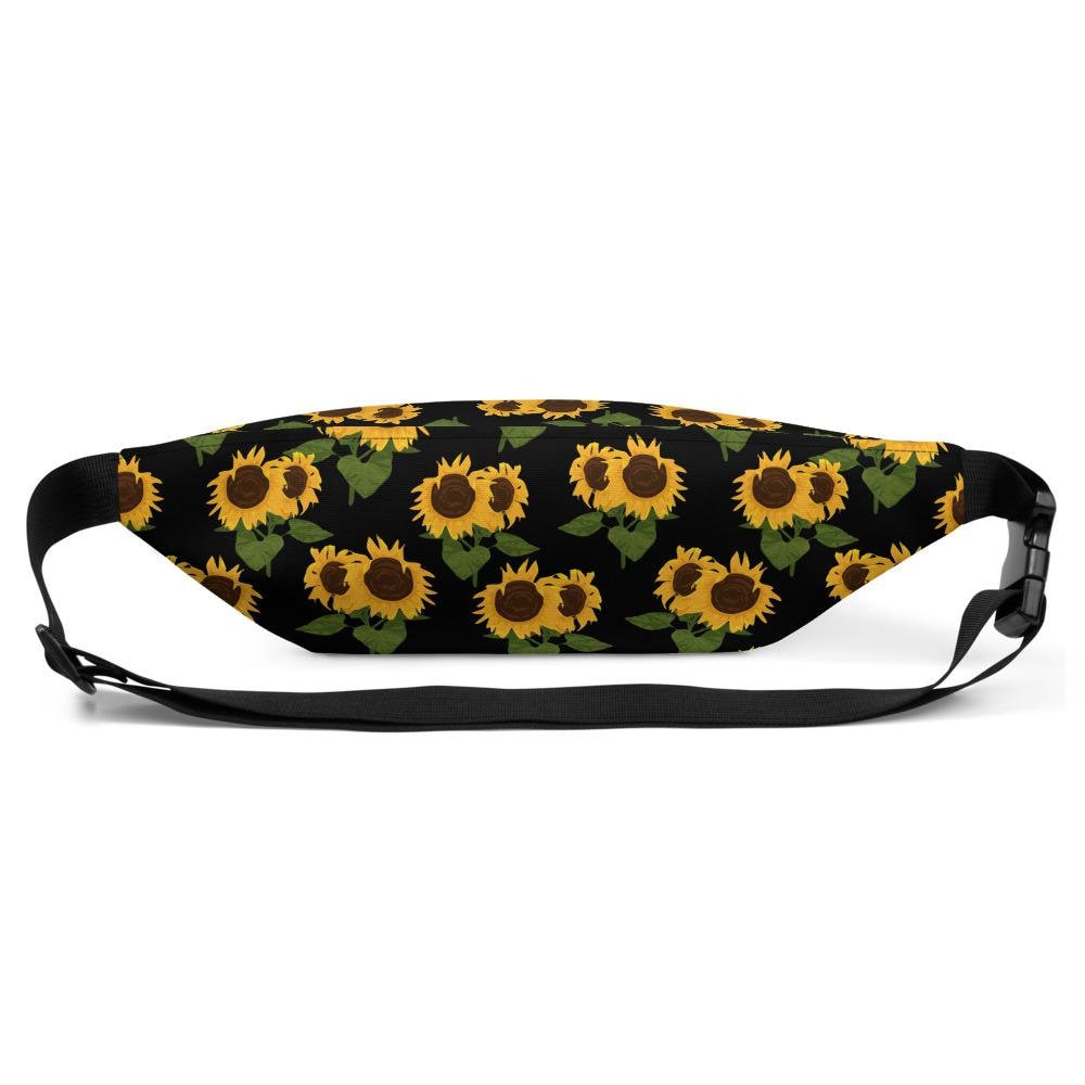 Sunflower Floral Fanny Pack Yellow Black Flower Pattern Boho | Etsy