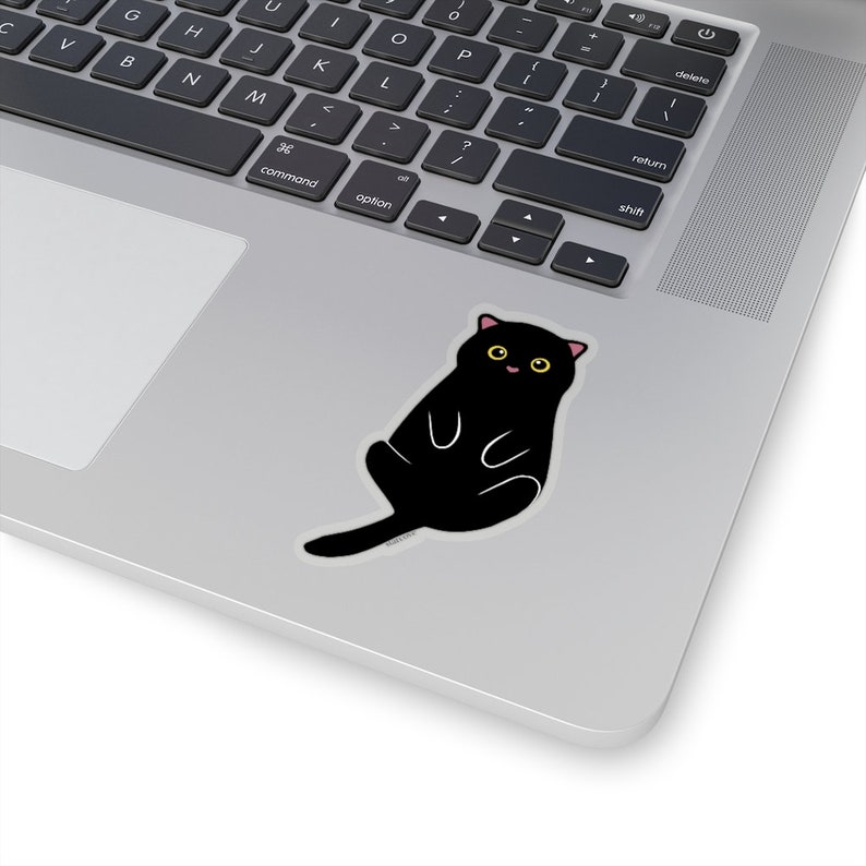 Black Cat Sticker, Kitty Pet Laptop Decal Vinyl Cute Waterbottle ...