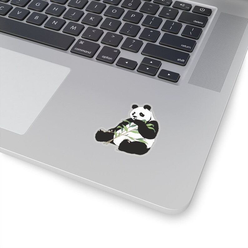 Giant Panda Sticker, Chinese Leaves Laptop Decal Vinyl Cute Waterbottle ...