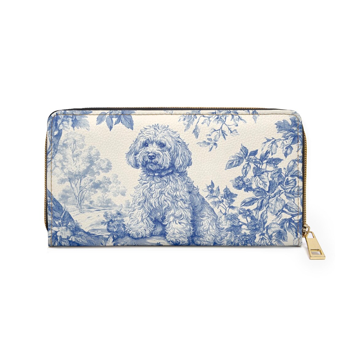 Dog Retro Leather Wallet Women, Toile De Jouy Vintage Poodle Doodle ...
