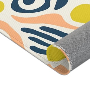 Abstract Area Rug Carpet, Modern Art Yellow Blue Home Floor Decor Chic ...