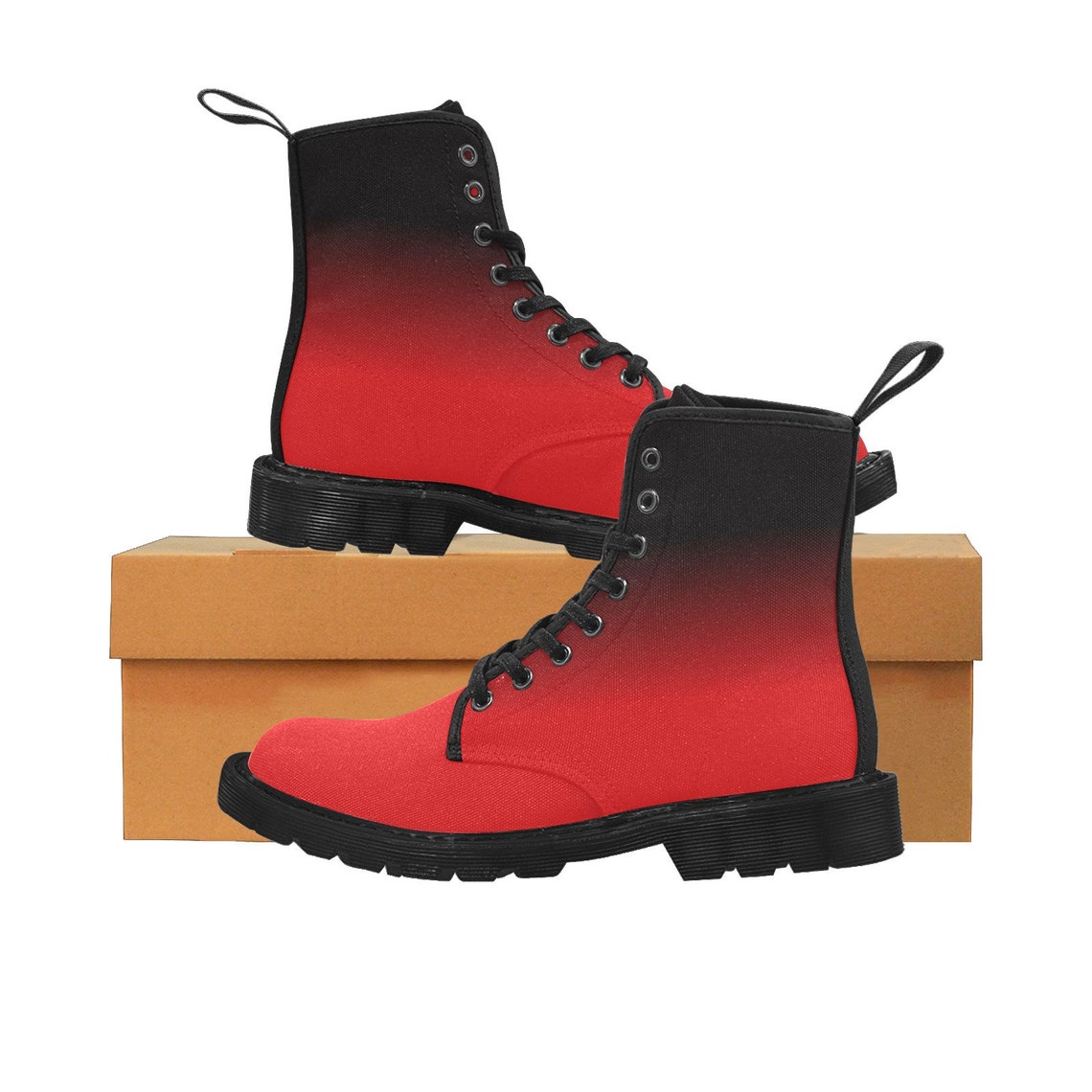 Red Black Ombre Women's Boots Gradient Dip Tie Dye Vegan - Etsy