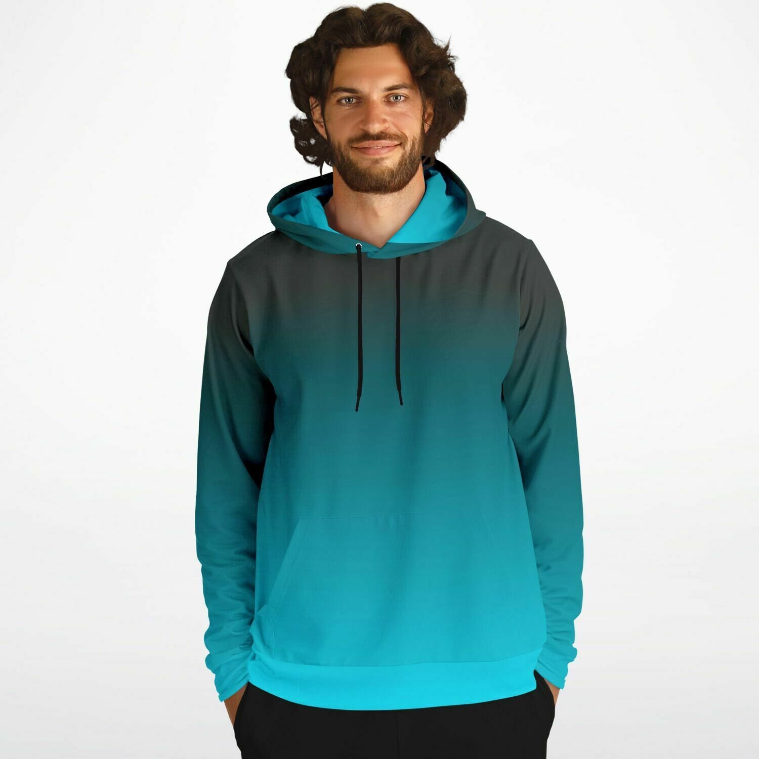 Blue and Green Ombre Hoodie, Tie Dye Gradient Pullover Men Women Adult ...