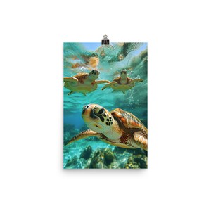 Sea Turtle Poster Print, Underwater Picture Photo Wall Image Art ...