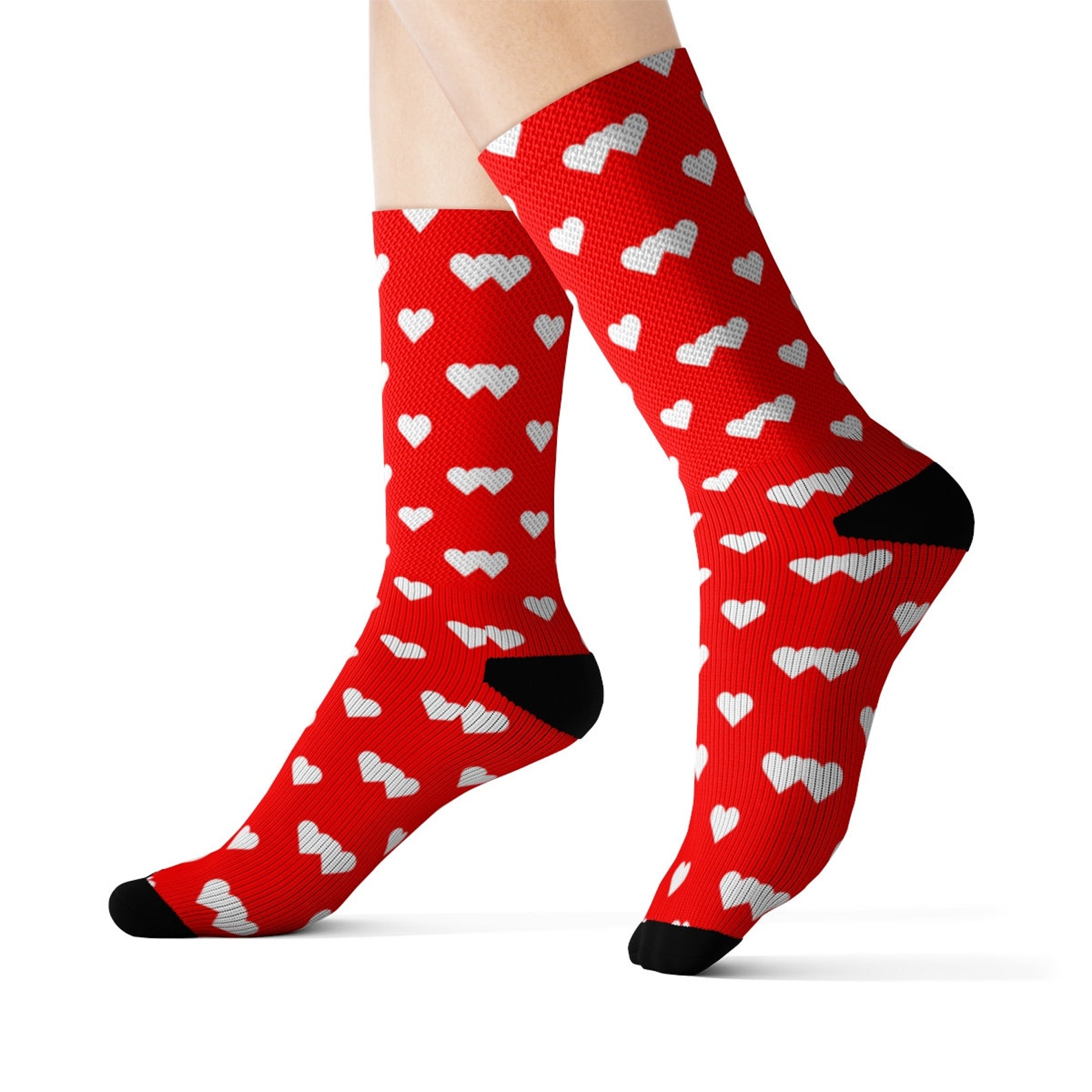 Red Hearts Socks Valentine's Day Gift 3D Sublimation Cute - Etsy
