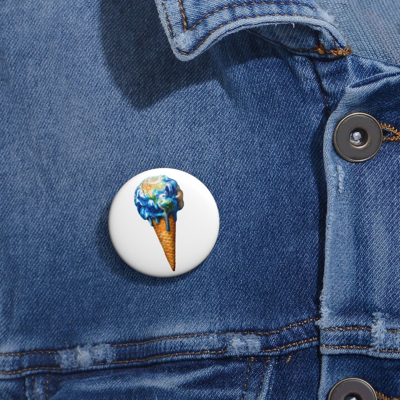 Melting Ice Cream Earth Pins Button Badge Cone Climate Change - Etsy