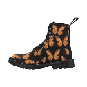 Monarch Butterfly Women's Boots, Insect Pattern Vegan Canvas Festival ...