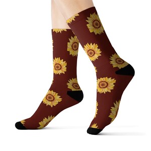 Sunflower Socks, 3D Printed Sublimation, Yellow Flower Floral Women Men ...