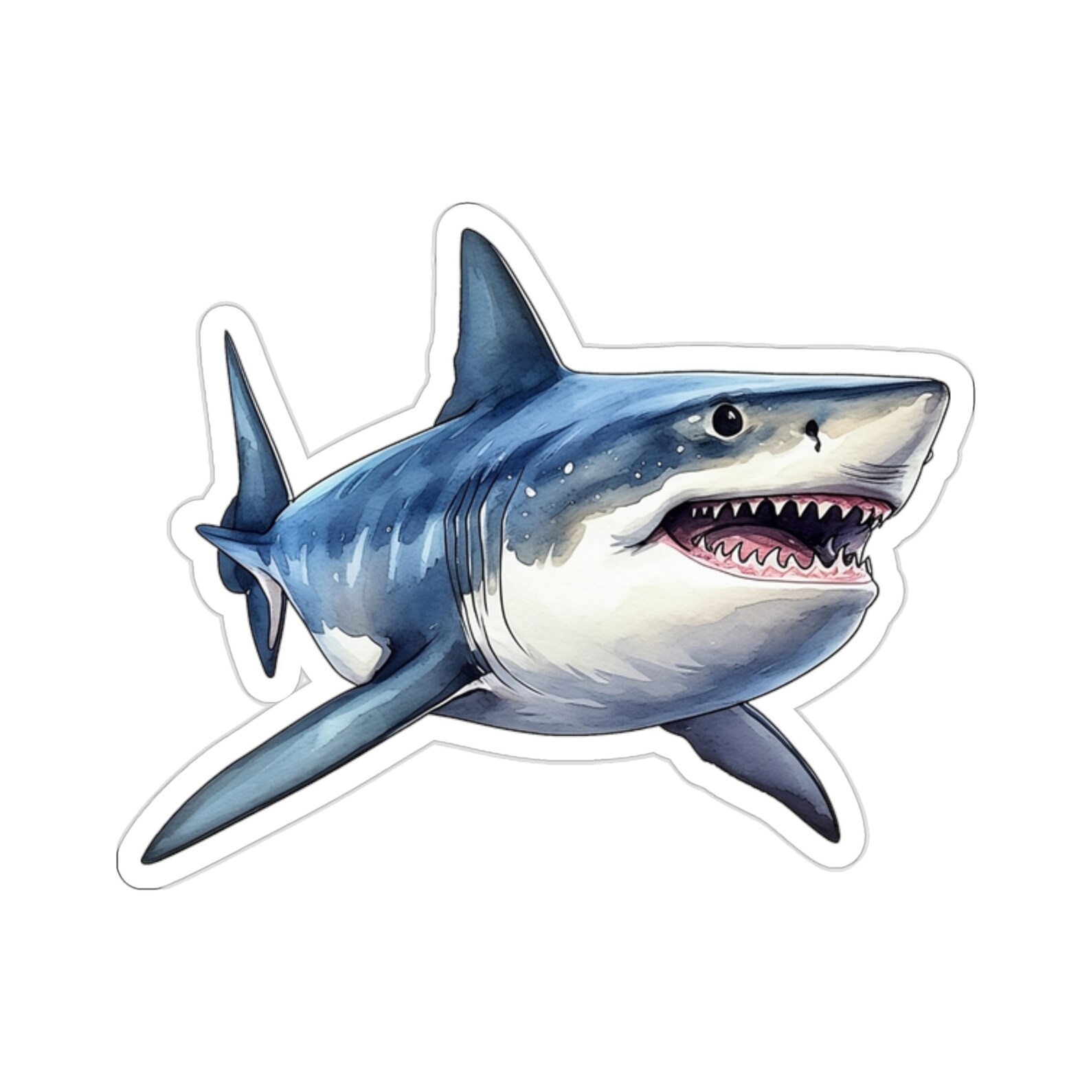 Great White Shark Sticker Decal, Ocean Art Vinyl Laptop Cute ...
