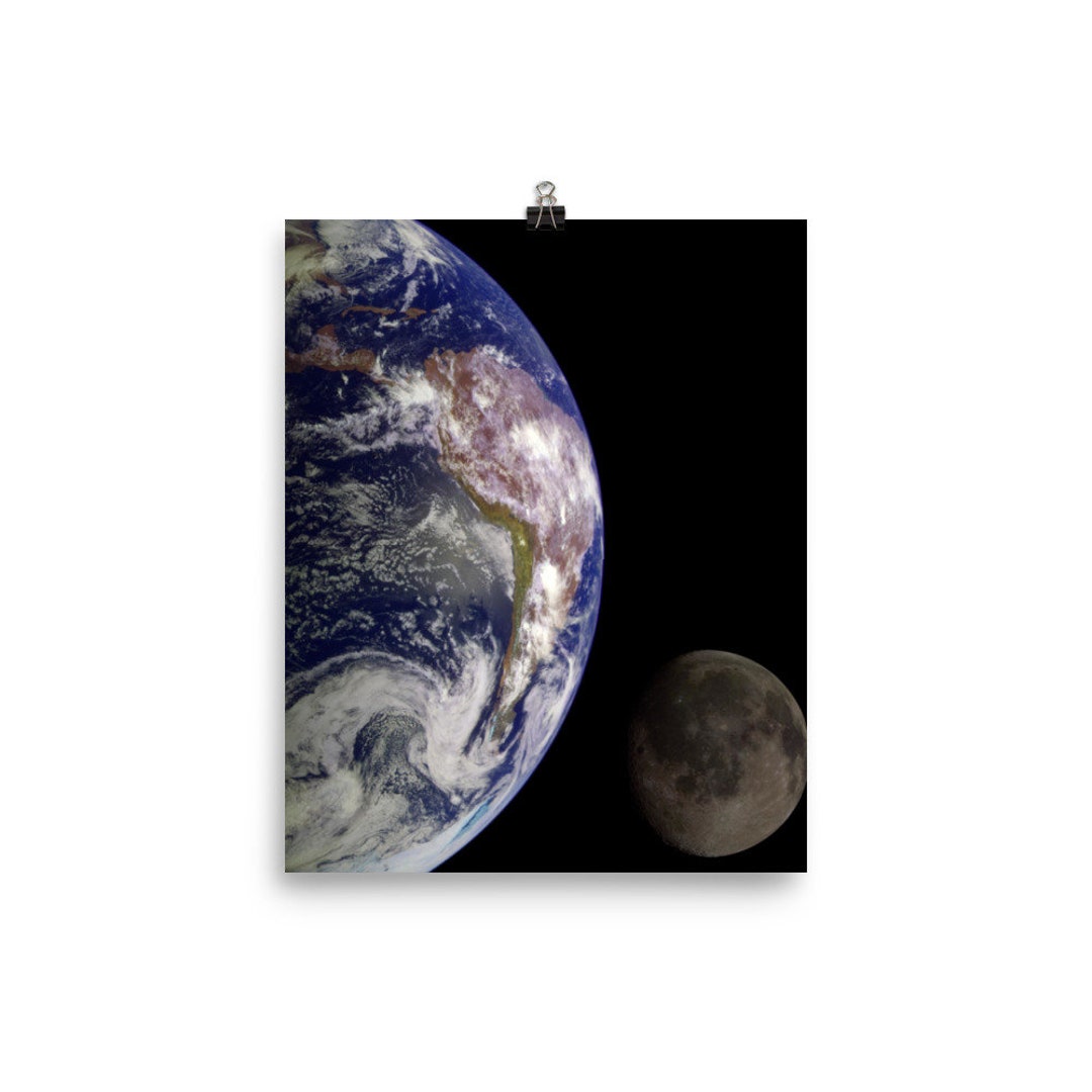 Earth Moon Poster, Space Picture Photo Wall Image Art Vertical ...