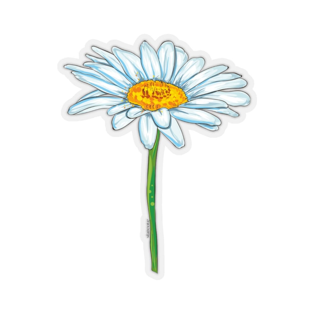Daisy White Flower Sticker, Laptop Decal Vinyl Cute Waterbottle Tumbler ...