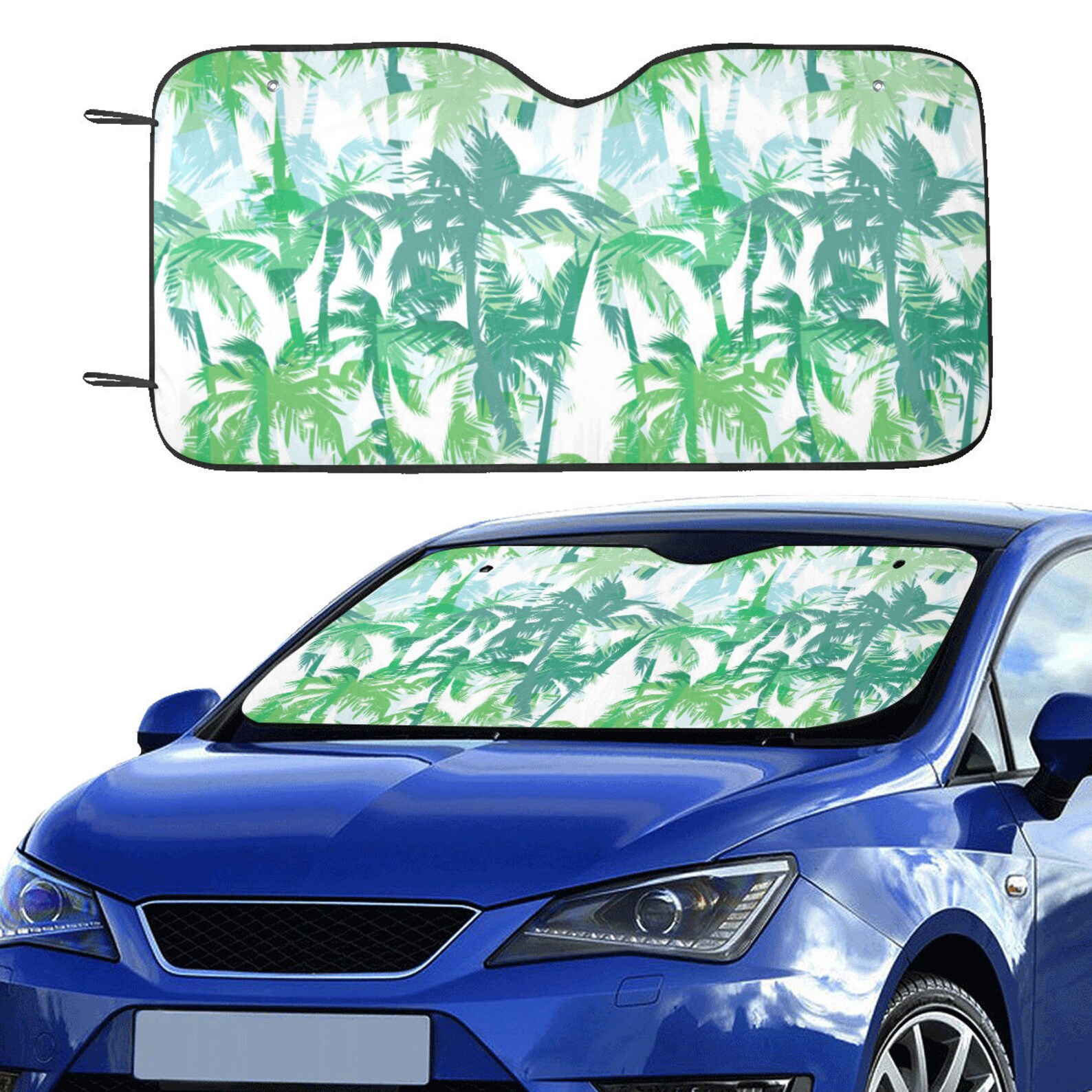 Palm Tree Windshield Sun Shade Green Tropical Palm Tree Car - Etsy