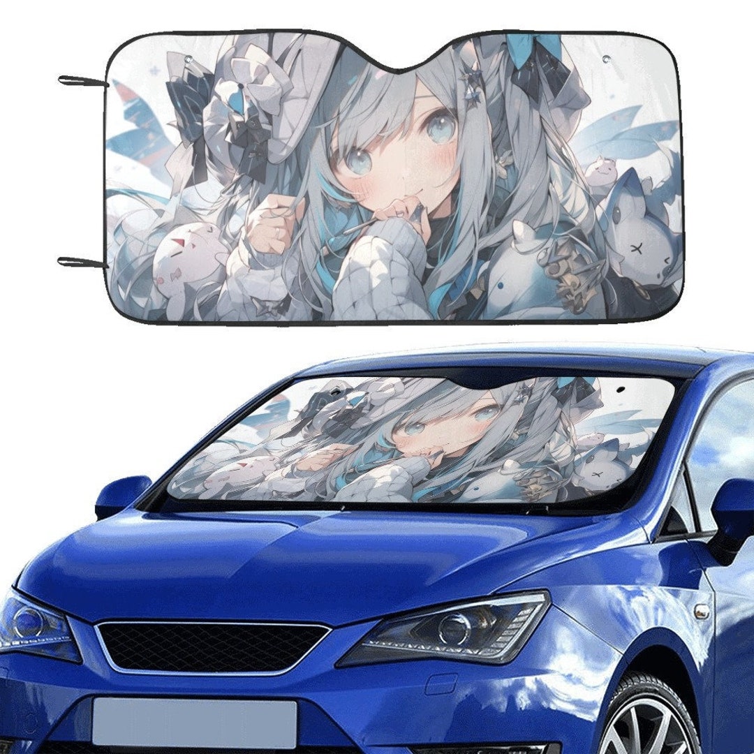 Anime Girl Car Sun Shade, Kawaii Sun Universal Windshield Car ...