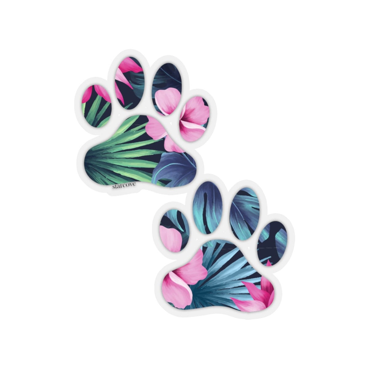 Tropical Dog Paw Print Sticker Cute Floral Leafs Lover Decal | Etsy