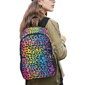Rainbow Leopard Backpack, Cheetah Animal Print Men Women Kids Gift Him ...
