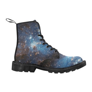 Galaxy Boots Women's Vegan Canvas Lace up Shoes, Blue Universe Space ...