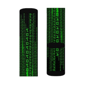 Computer Digital Socks, 3D Printed Sublimation Green Binary Code ...