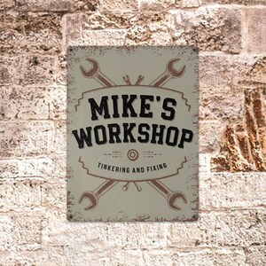 Personalized Workshop Vintage Metal Tin Signs, Custom Name Shed ...