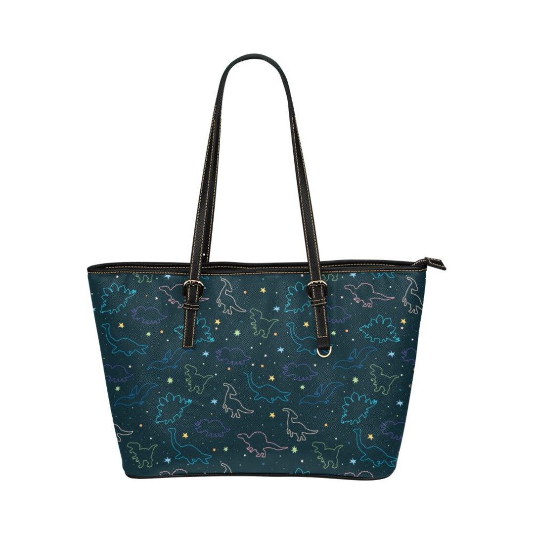 Dino Tote Bag Purse, Cute Dinosaurs Green Print Handbag Women Vegan ...