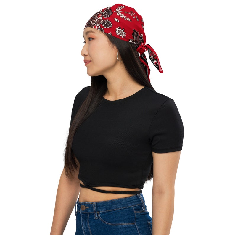 Red Black White Bandana Headband Scarf, Paisley Women Men Female Ladies ...