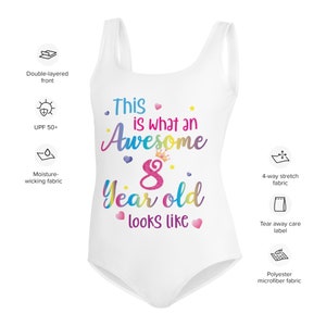 This is What an Awesome 8 Year Old Looks Like Girls Swimsuit, Birthday ...
