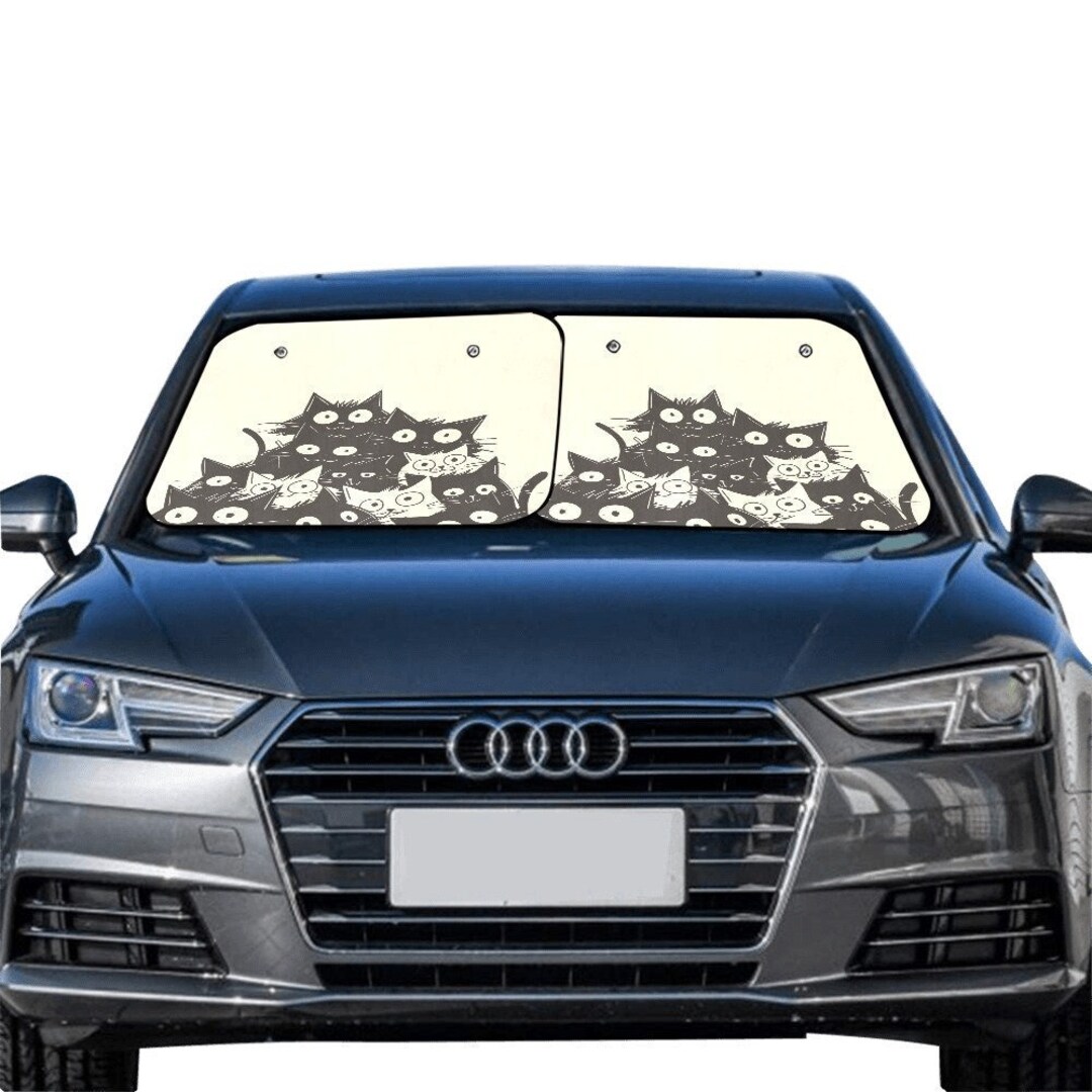 Cats Car Sun Shade 2 Piece Set, Cute Kittens Windshield Side Window ...