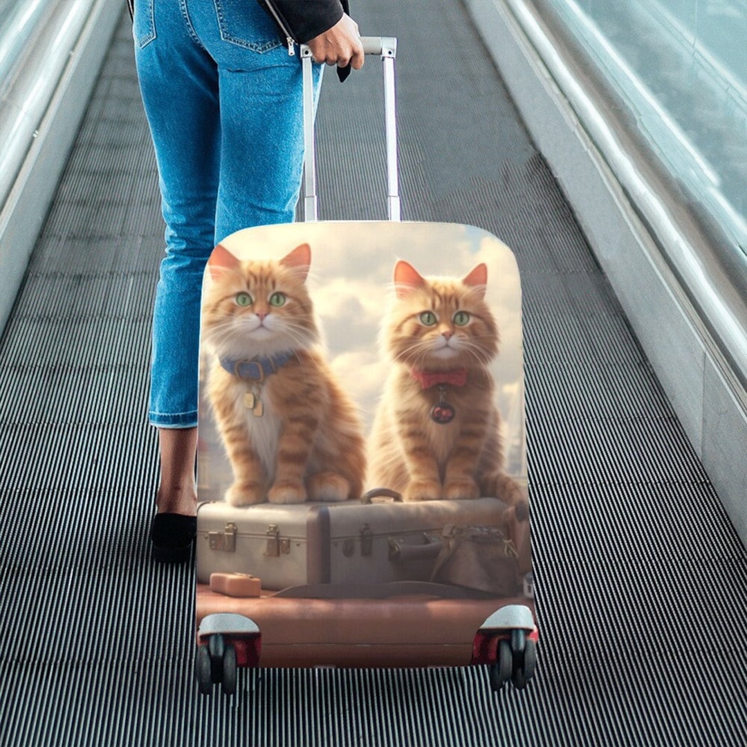 Cute Cats Luggage Cover, Kitten Aesthetic Print Suitcase Hard Bag Washable Protector Travel ...