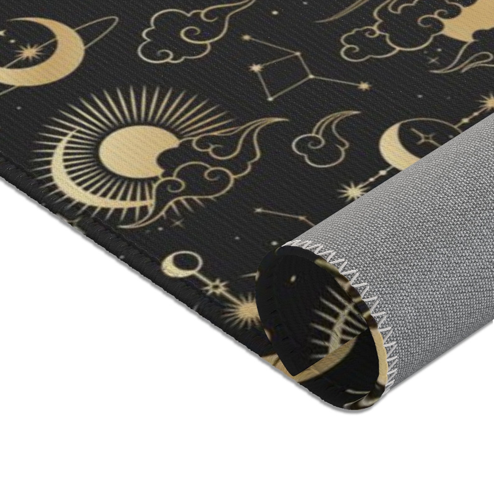 Moon Stars Area Rug Carpet, Black Constellation Home Floor Decor Chic ...