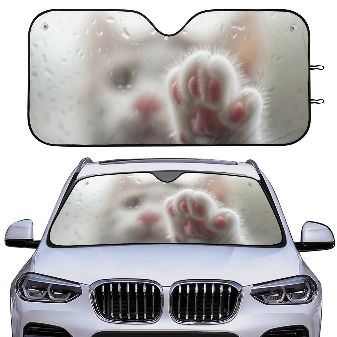 Cat Frosted Glass Car Sun Shade, Funny Kitten Front Windshield ...