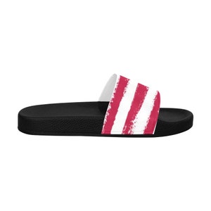 Patriotic Women Slides Sandals, American Flag Shoes Red White Blue ...
