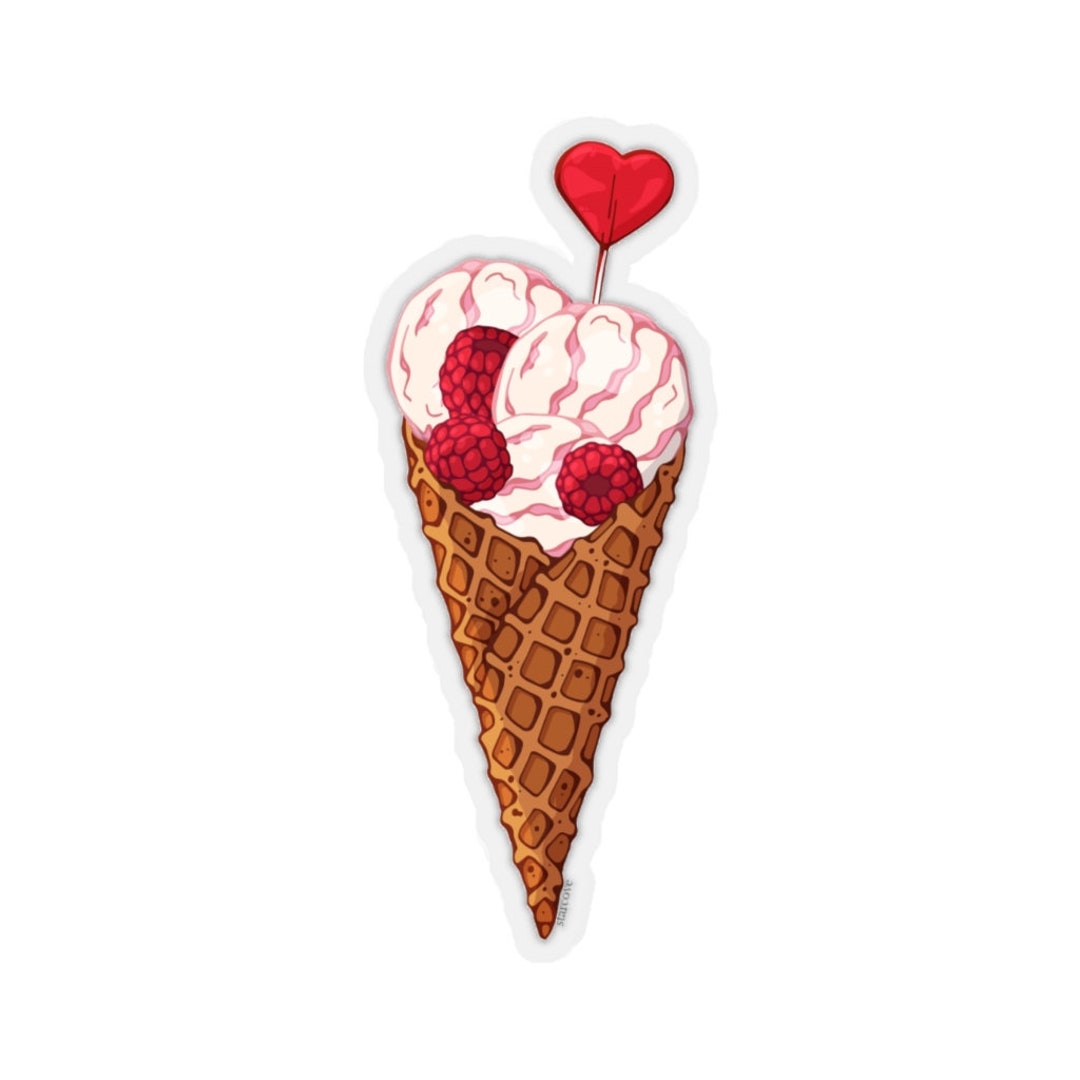Ice Cream Heart Sticker Food Pink Laptop Decal Vinyl Cute - Etsy